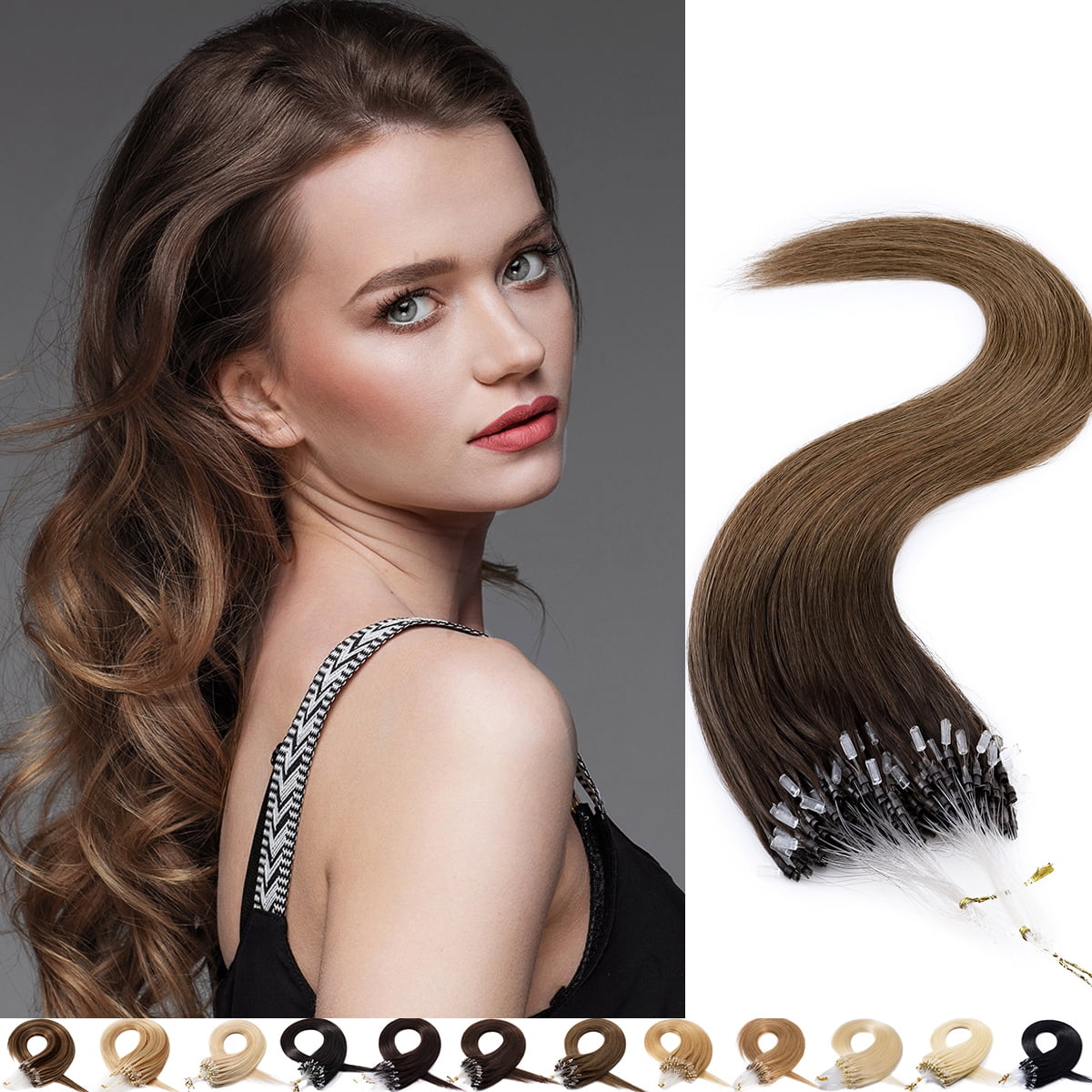 SEGO 100% Real Remy Human Hair Extensions Thick Micro Loop with ...