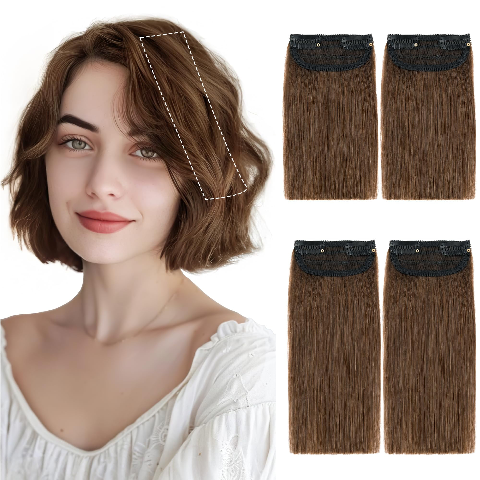 SEGO 4 Pcs Clip in Short Hair Volumizer Extensions Real Human Hair ...
