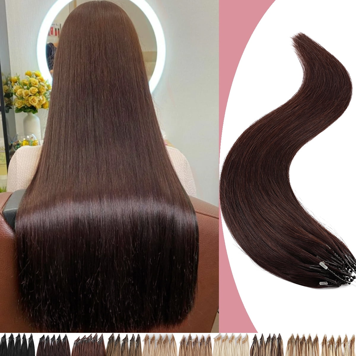 SEGO 8D Real Thick Human Hair Extensions 50 Strands Nano Bead Invisible ...