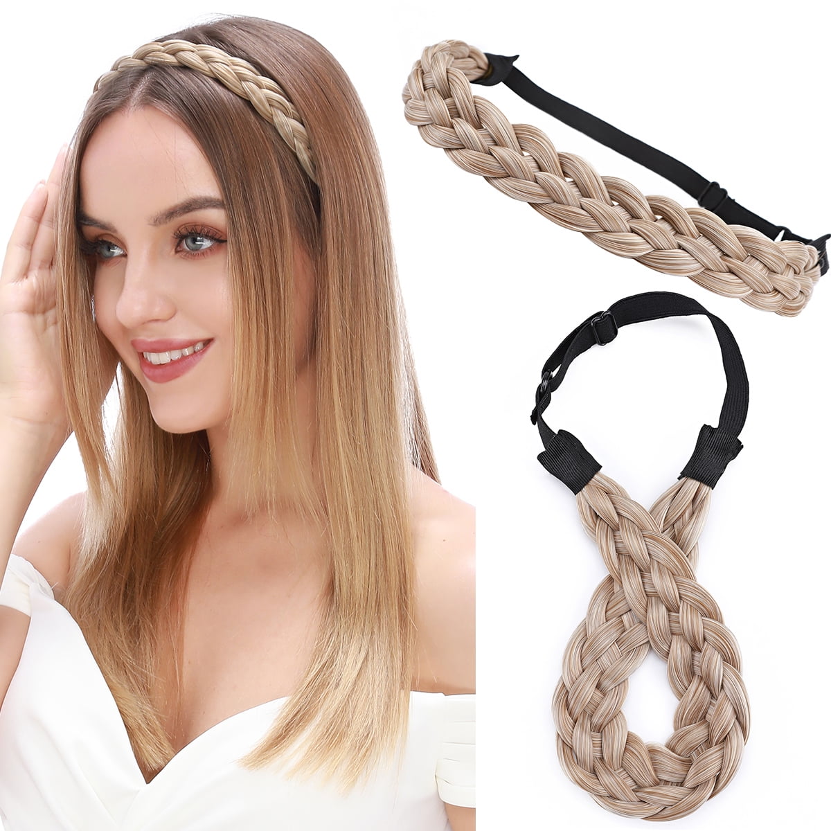 SEGO Braid Headband Chunky Braided Hair Band for Women Kids Synthetic ...