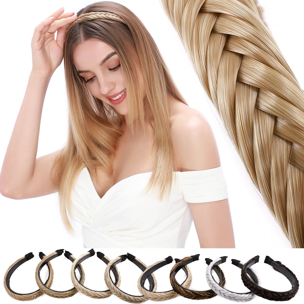 SEGO Braided Headband With Teeth Hair Hoop Braid Headband Fishtail ...
