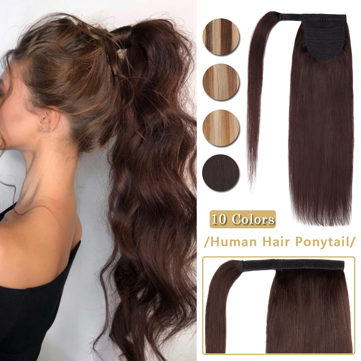 SEGO Clip in Hair Extensions 100% Remy Human Hair Wrap Around Ponytail ...