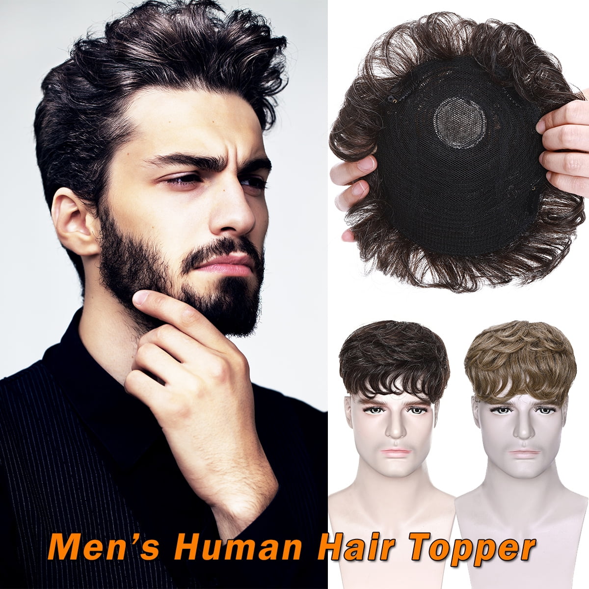 SEGO Human Hair Topper Clip in Hair Extension Hairpiece Hair Toupee ...