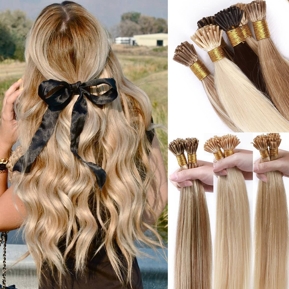 SEGO I Tip Hair Extensions Human Hair Highlight Remy Straight Ombre ...