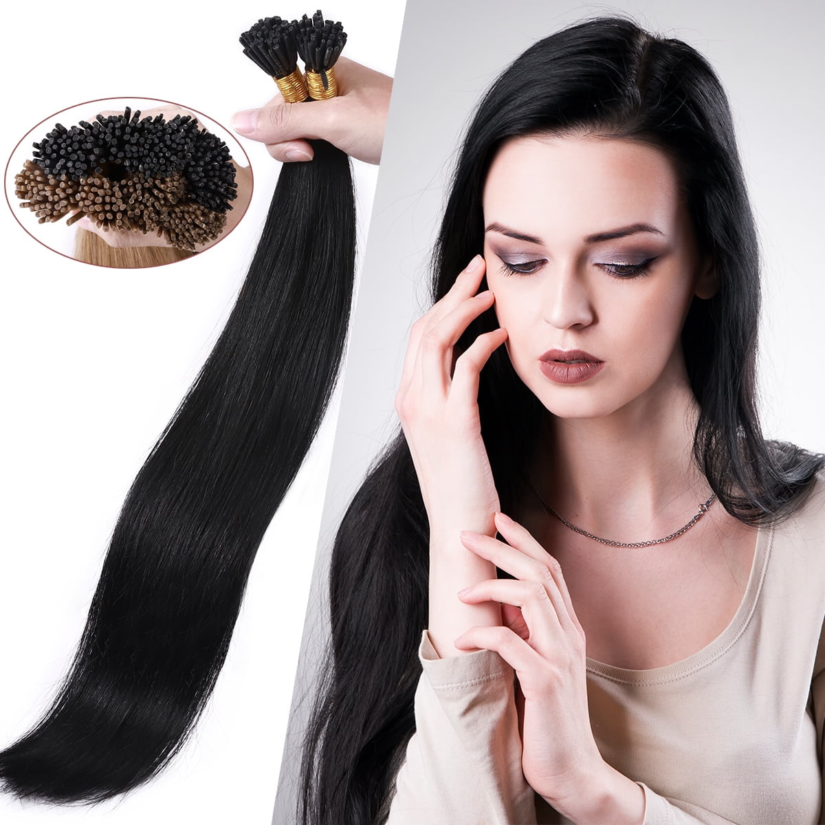 SEGO I Tip Hair Extensions Human Hair Highlight Remy Straight Ombre ...