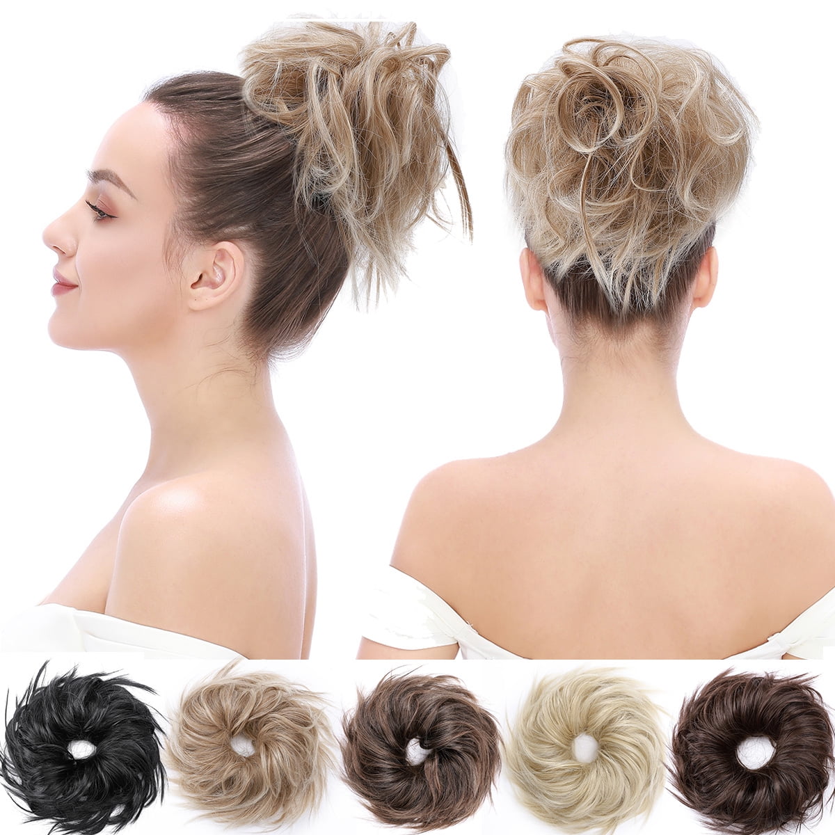 SEGO Messy Bun Hair Piece Synthetic Fake Hair Extensions Wavy Scrunchie ...