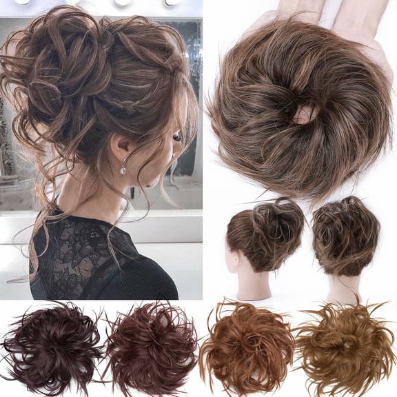SUCS Wavy Curly Messy Bun Hair Piece for Women, Elastic Band Scrunchie ...