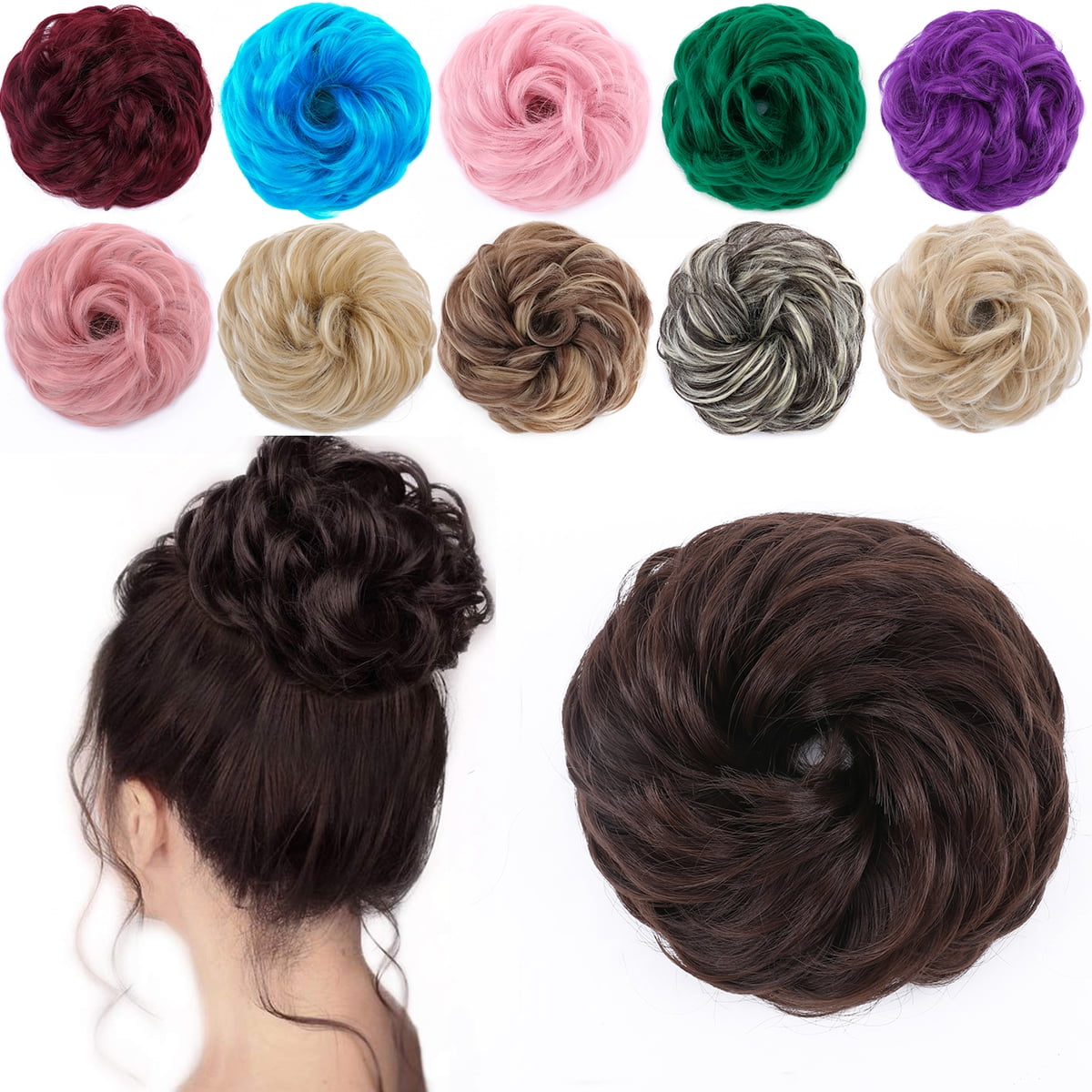 SEGO Messy Bun Scrunchies Hair Piece Hair Extensions Synthetic Hair ...