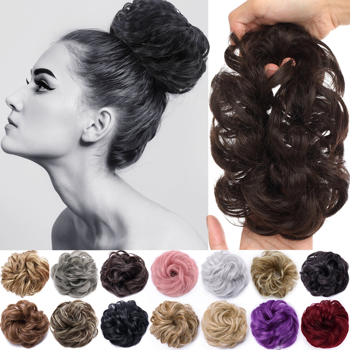 SEGO Messy Bun Scrunchies Hair Piece Hair Extensions Synthetic Hair ...