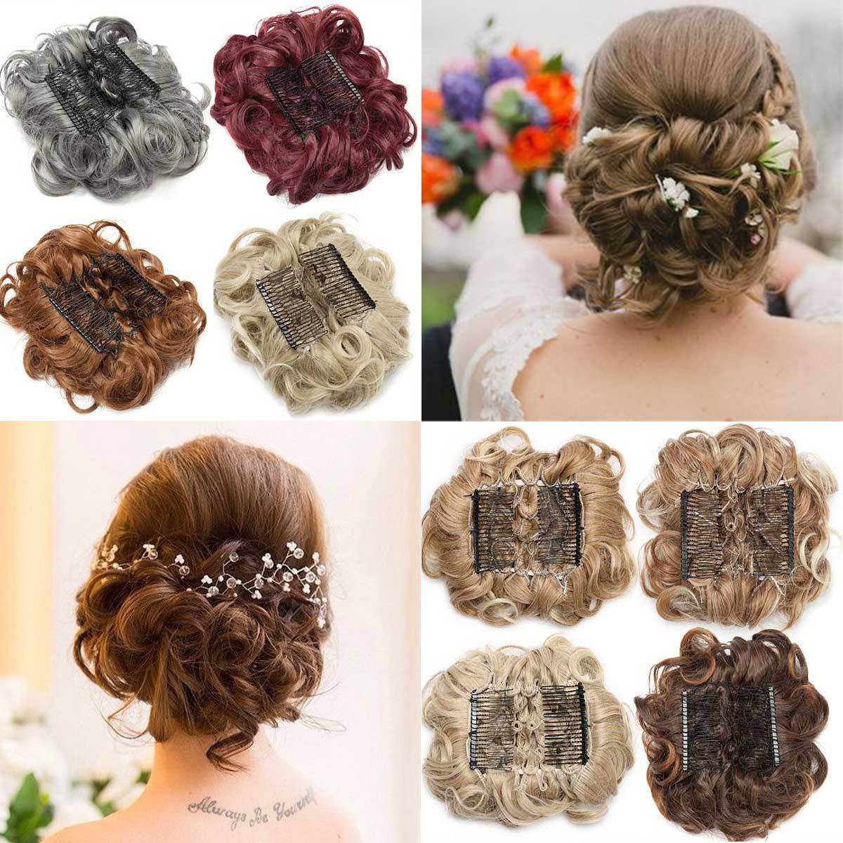 SEGO Messy Bun Combs Hairpiece, Curly Updo Chignon Extensions ...