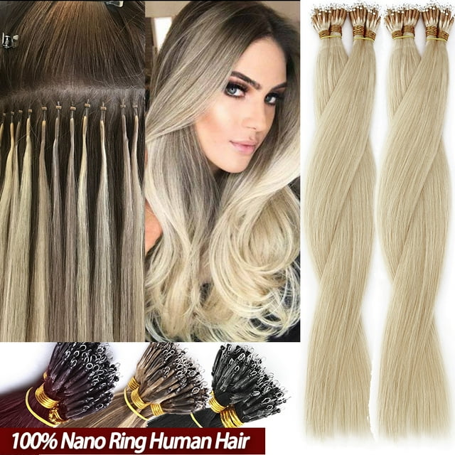 SEGO Nano Ring Beads Tip Hair Extensions 100% Human Hair Nano Ring Remy ...