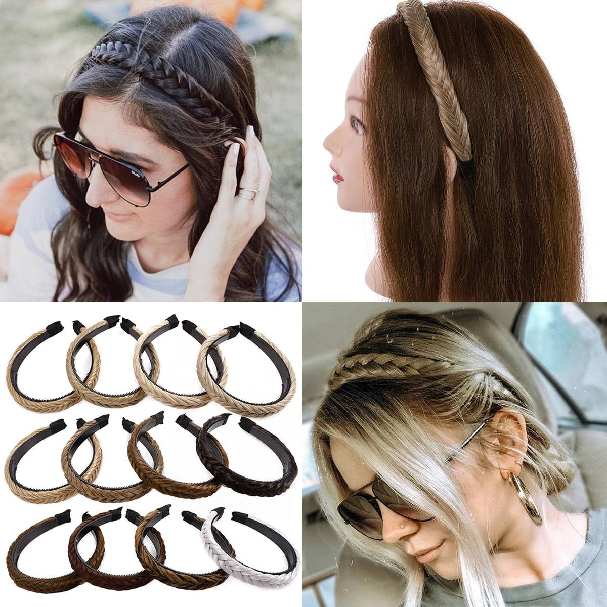 SEGO Synthetic Chunky Hair Extensions Braid Headbands Classic Plaited ...