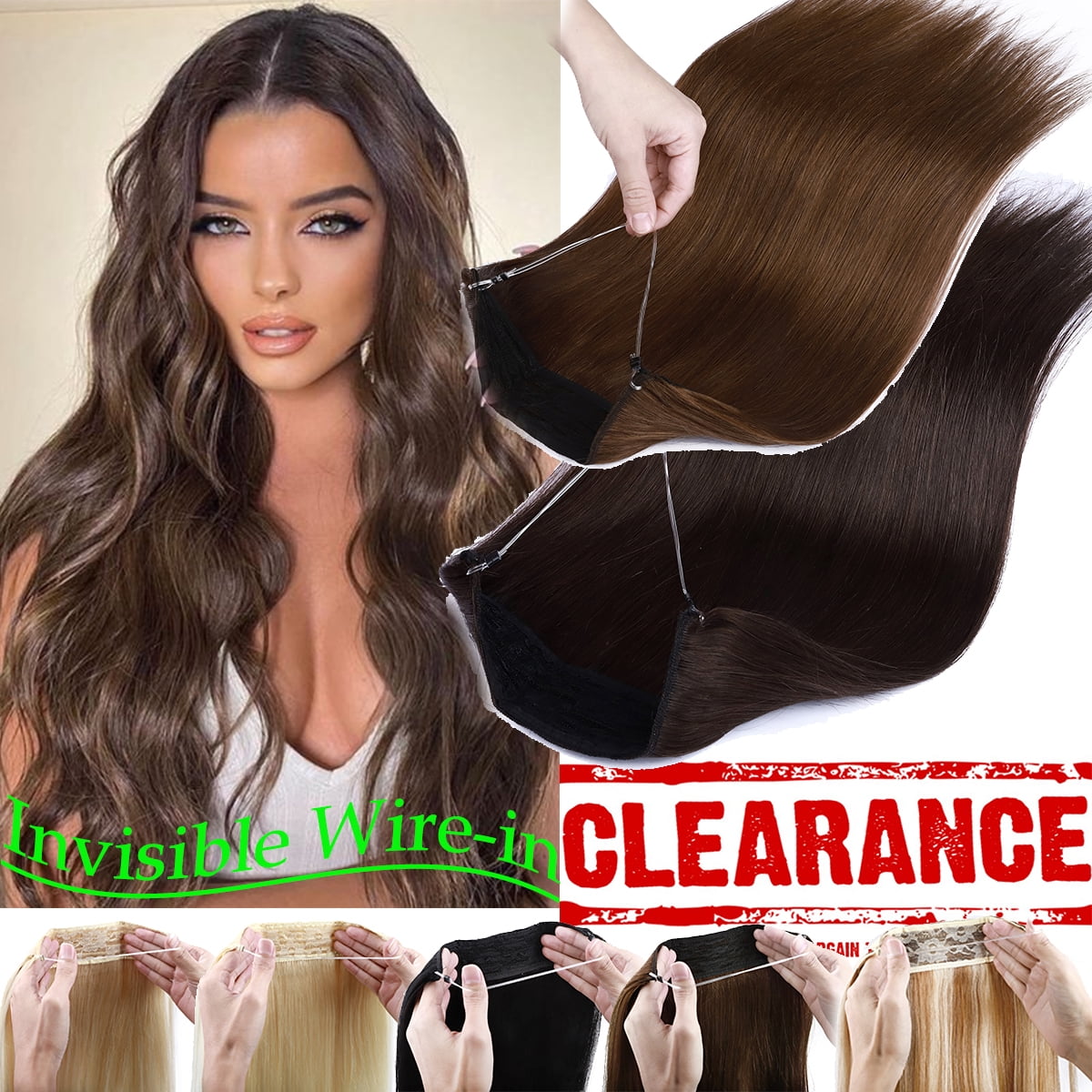 SEGO Wire Hair Extensions 100% Human Hair Straight Hair Extensions ...