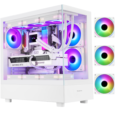 GameMax Infinity White ATX Mid Tower Gaming PC Case, USB3.0/Type-C ...