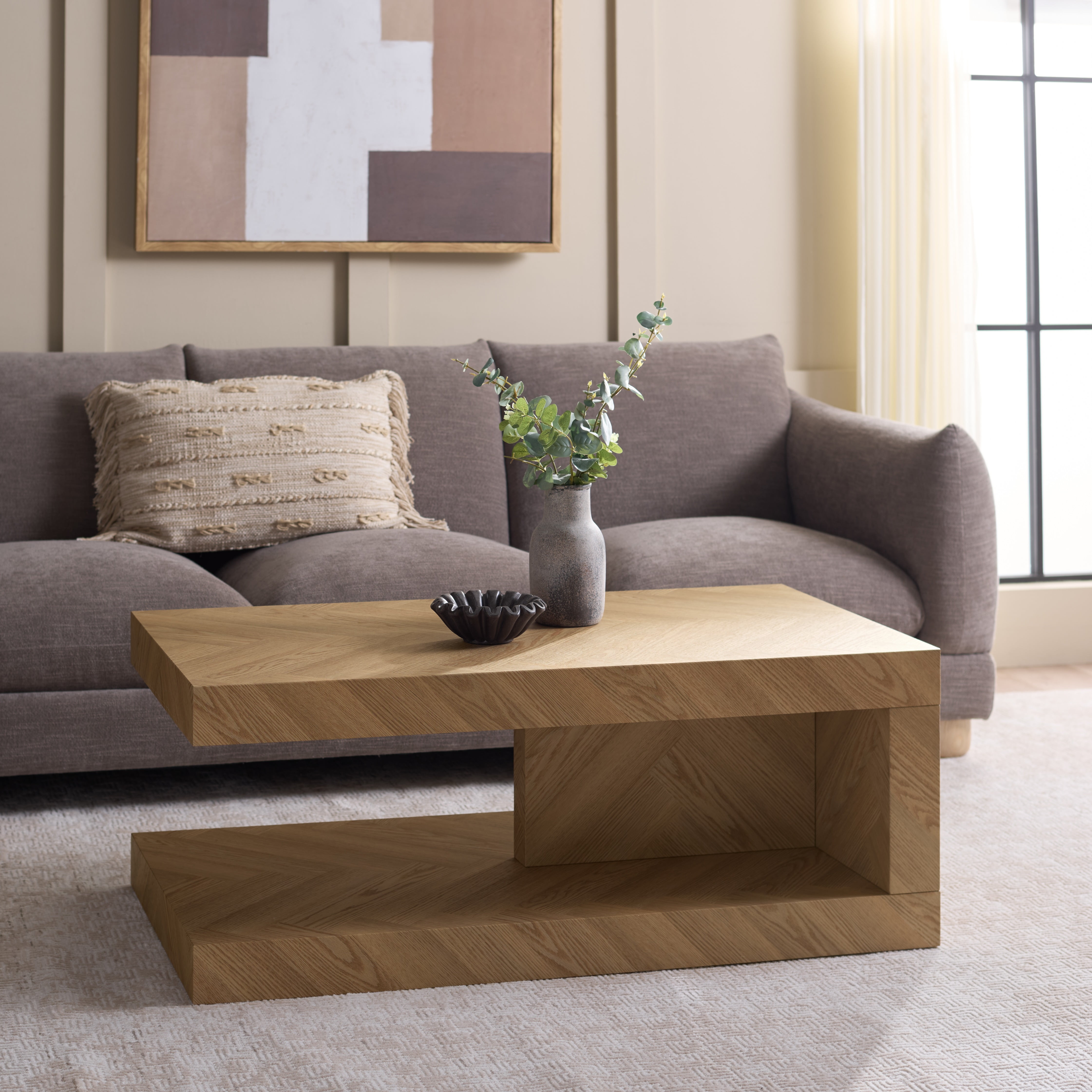 SEI Andra Modern Wood Coffee Table, Light Brown - Walmart.com