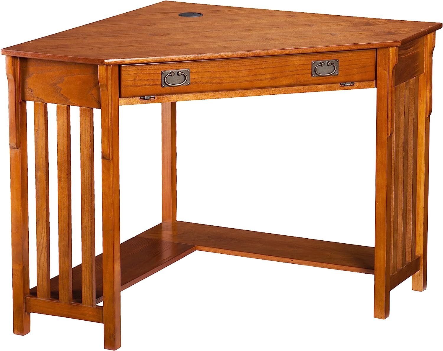 SEI FURNITURE Small Corner Computer Desk - Mission Oak Wood Finish w ...