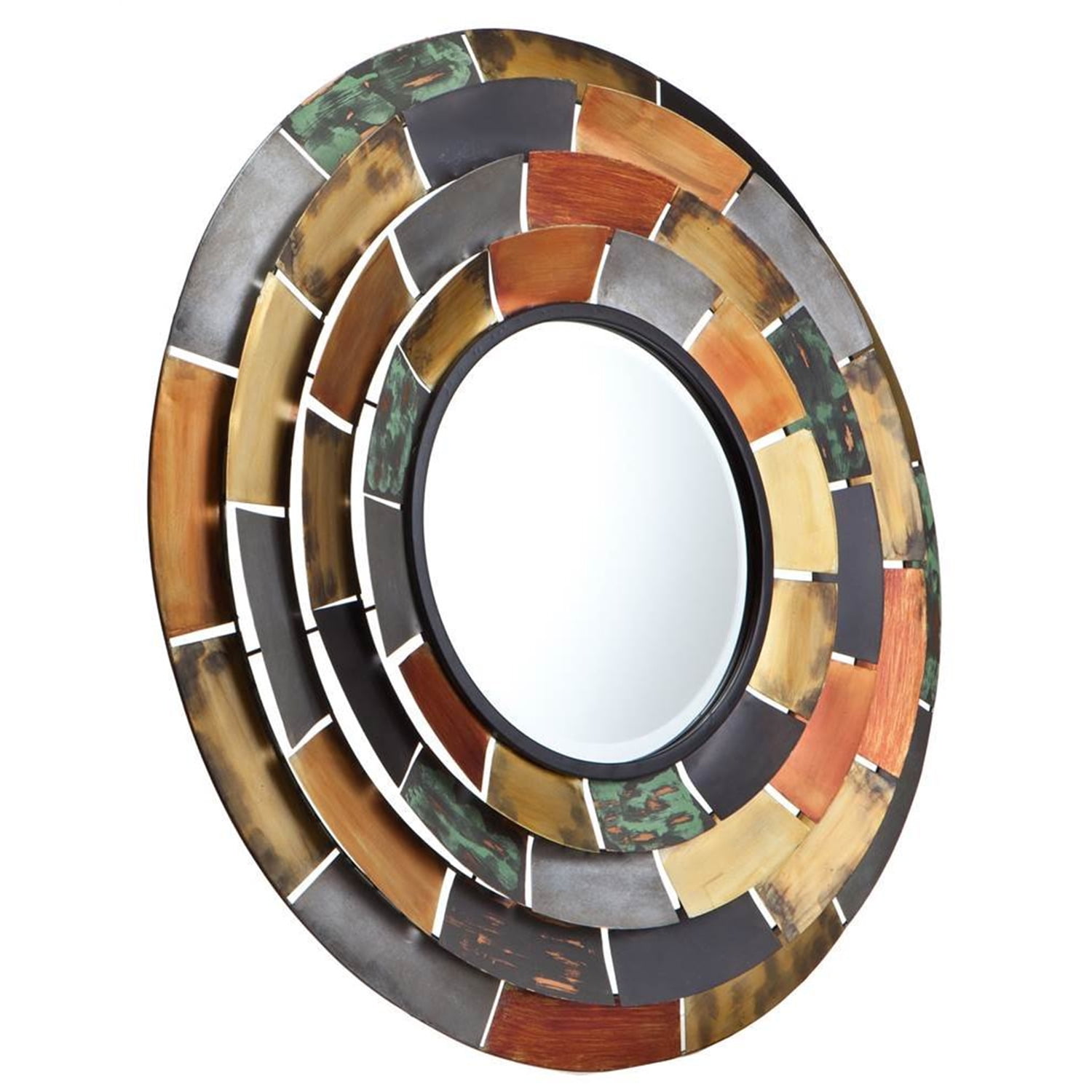 Southern Enterprises Baroda Round Decorative Mirror, Galvanized Metal ...