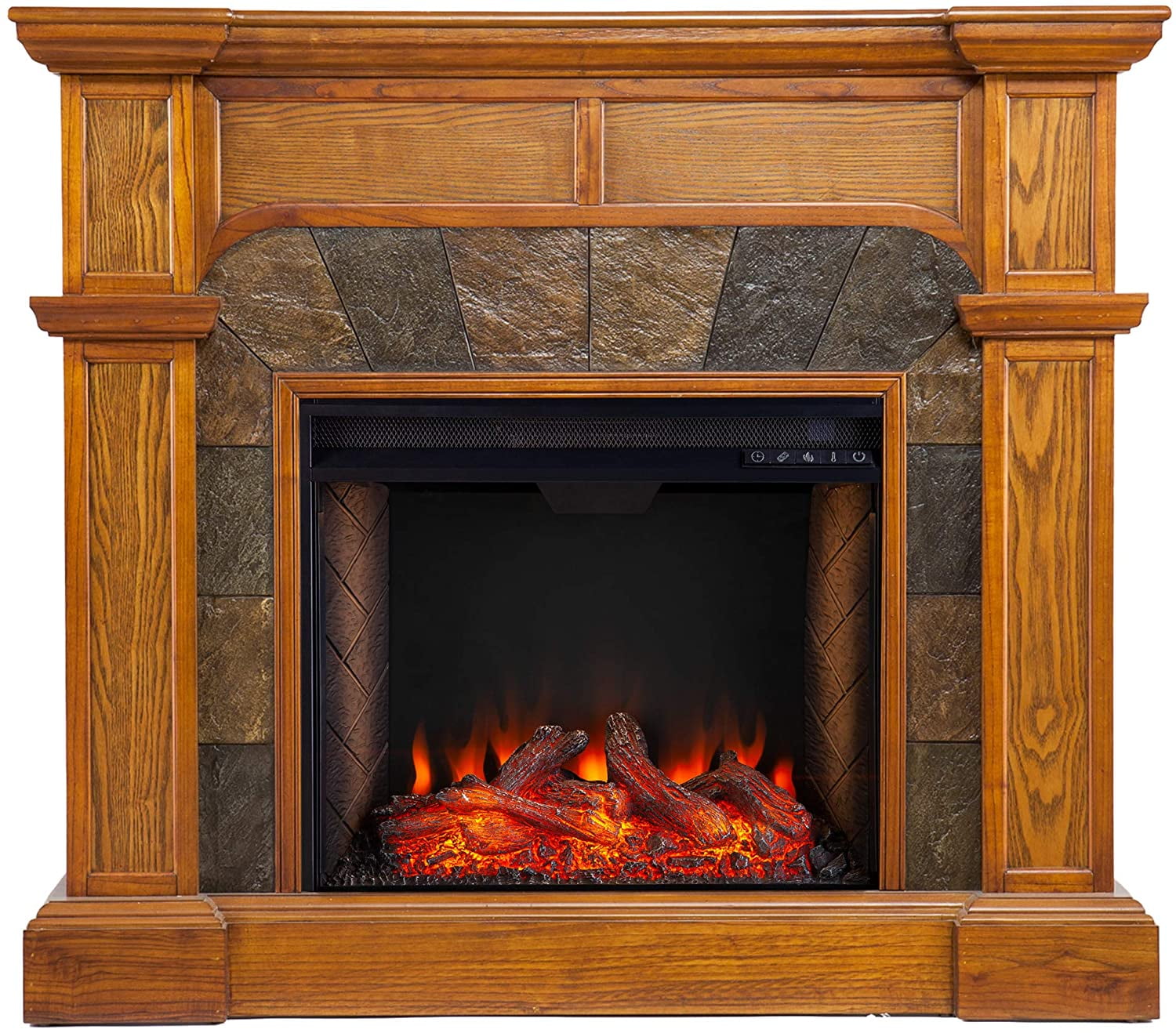 SEI Furniture Cartwright Corner Electric Fireplace in Oak - Walmart.com