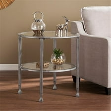 Southern Enterprises Jumpluff Metal/Glass Round End Table, Distressed ...