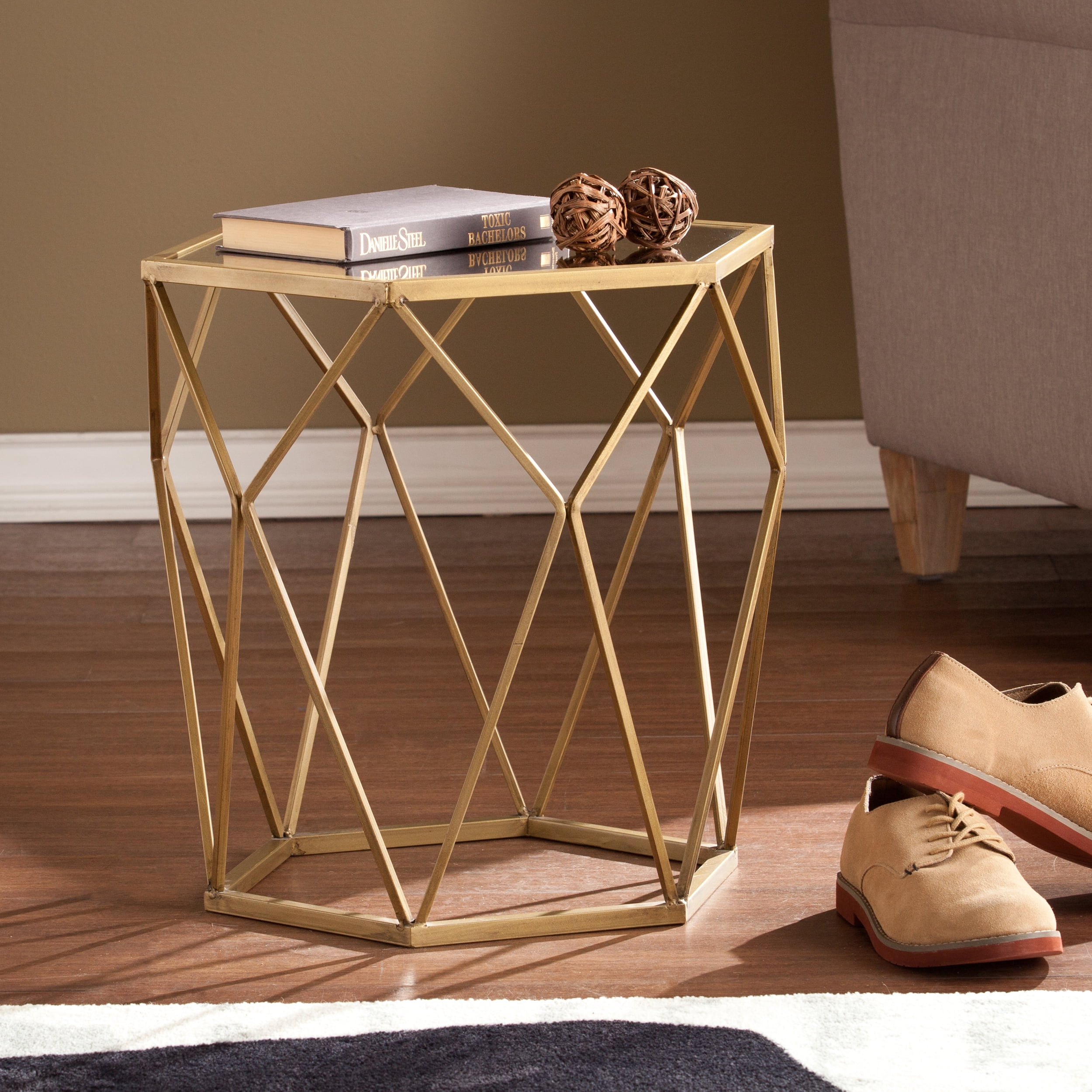 SEI Furniture Joelle Geometric Accent Table - Gold 19 x 18.75 - Walmart.com