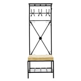 SEI Furniture Leon Shoe Shelf Cushioned Entryway Storage Rack-Bench ...