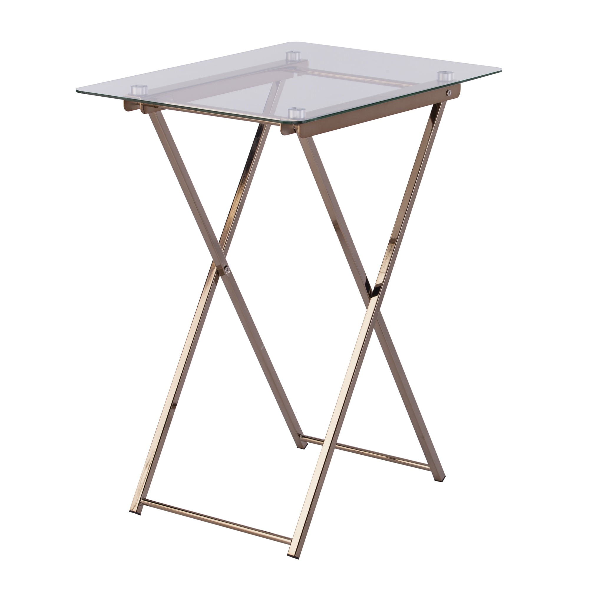 SEI Furniture Meridino Folding Glass Top Tray Table in Champagne Copper ...