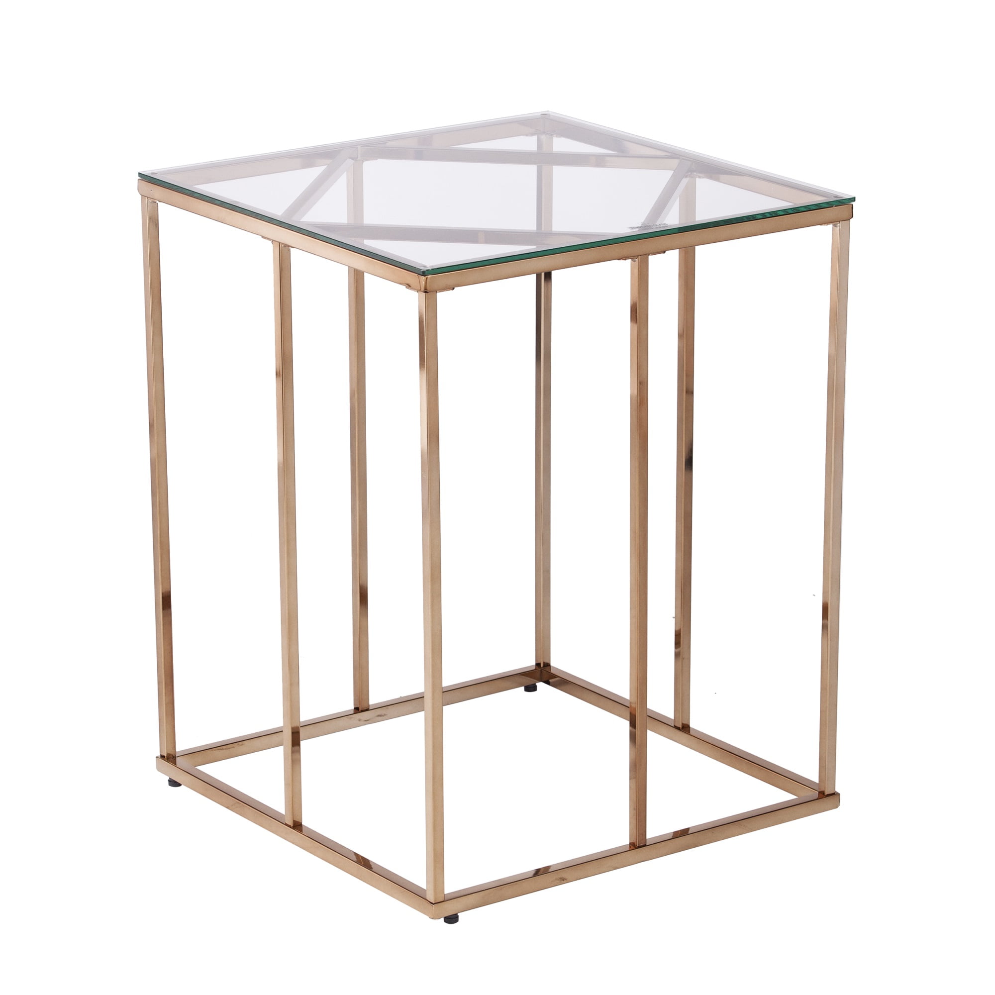 SEI Furniture Nicholance Contemporary End Table with Tempered Glass Top ...