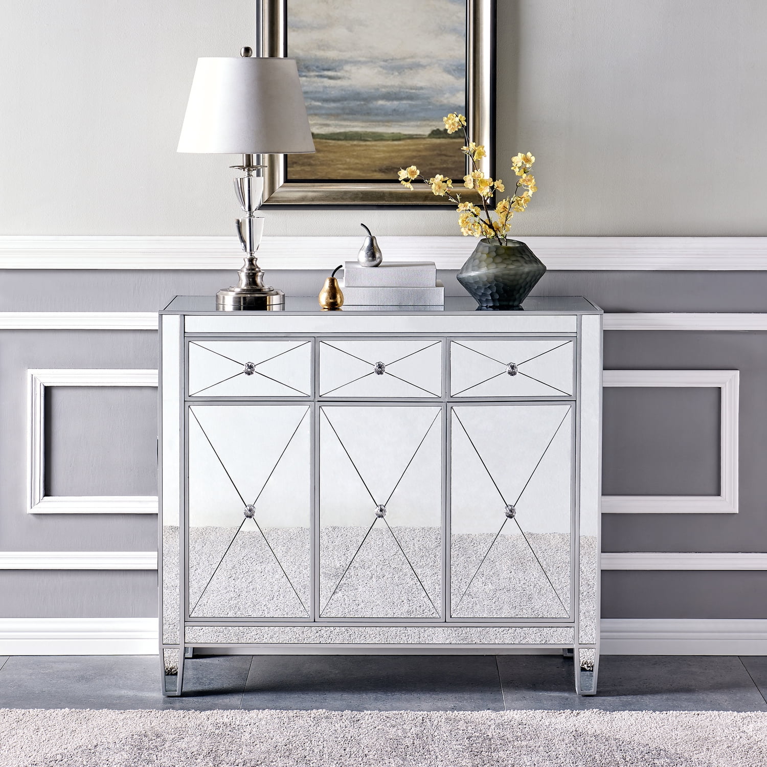 Mirage 3-Door Mirrored Cabinet - Walmart.com