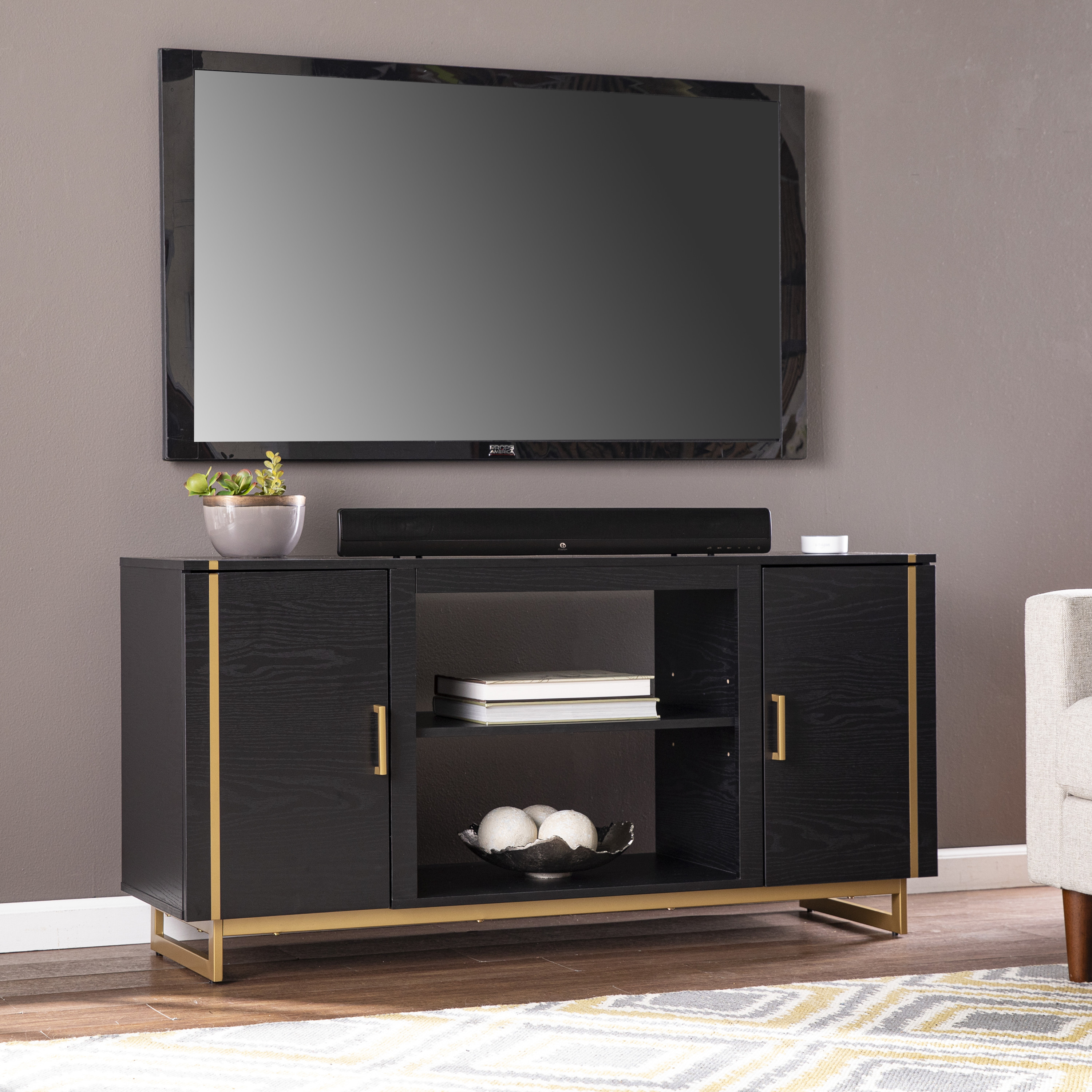 SEI Terrarium Contemporary style Modern Media Console w/ Storage in ...