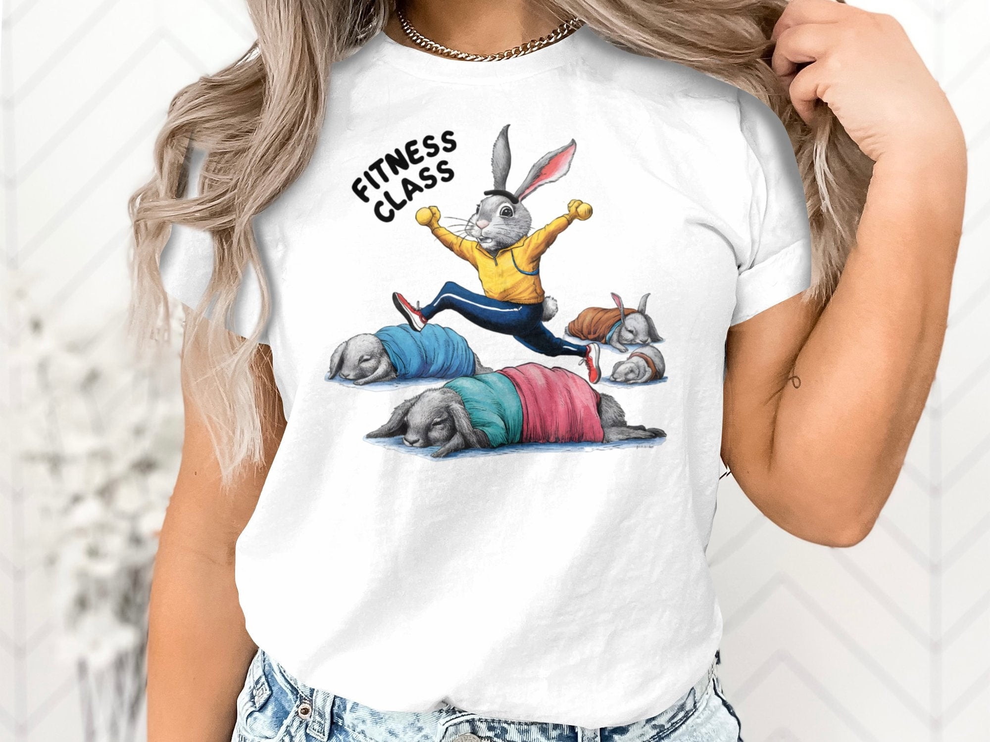 SEIKEMS Cute Gym Shirt, Fitness Class Rabbit T-Shirt, Cute Bunny Rabbit ...