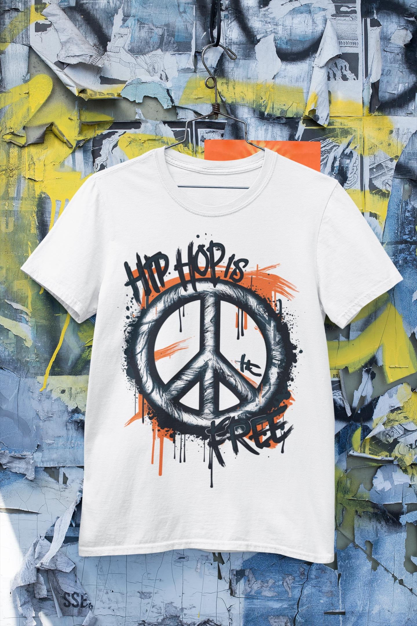 SEIKEMS Hip Hop Is Free Graffiti Style Peace Sign T-Shirt for Rap ...