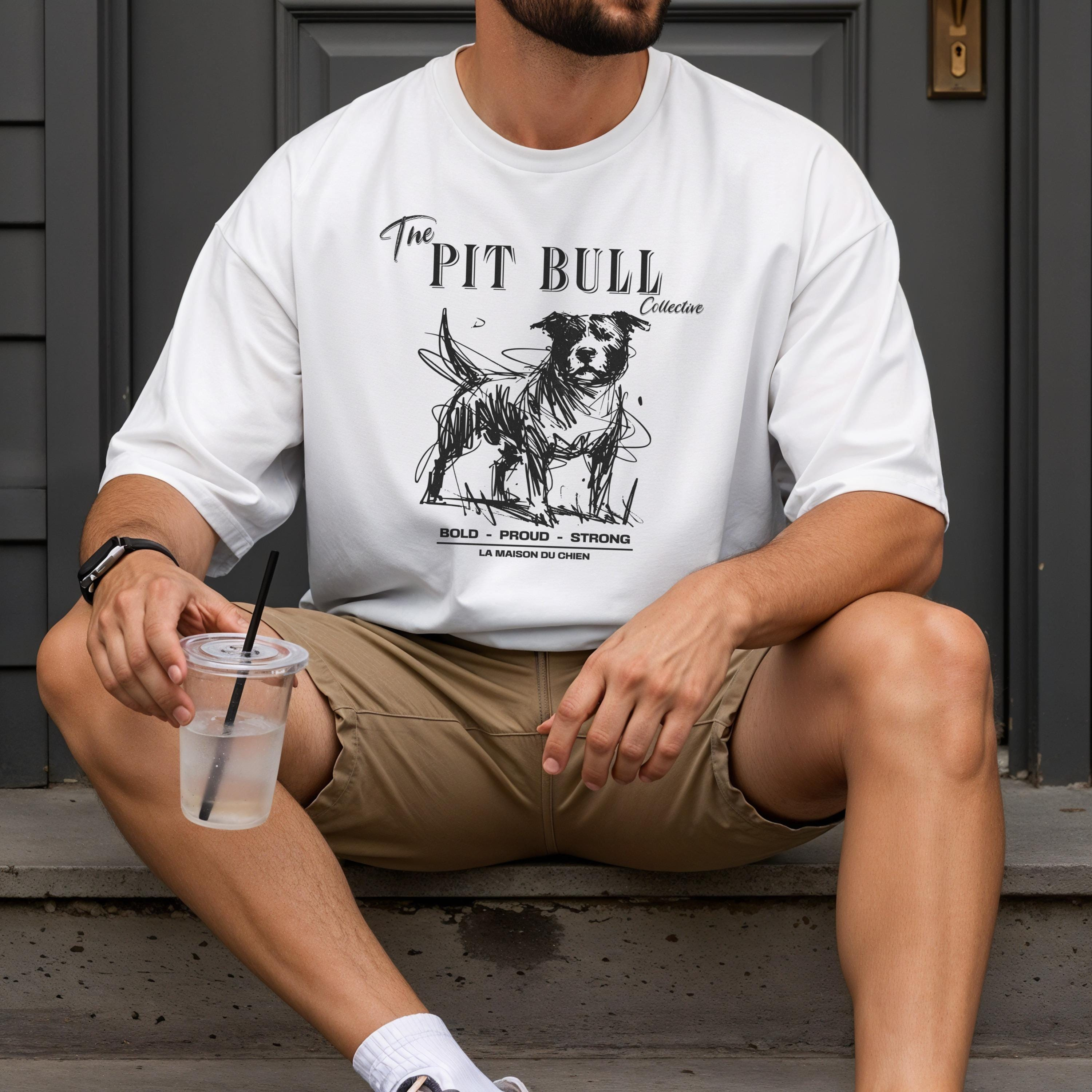 SEIKEMS Pit Bull T-Shirt, Doodle Art Style Tee, Pit Bull Dog Lover Gift ...
