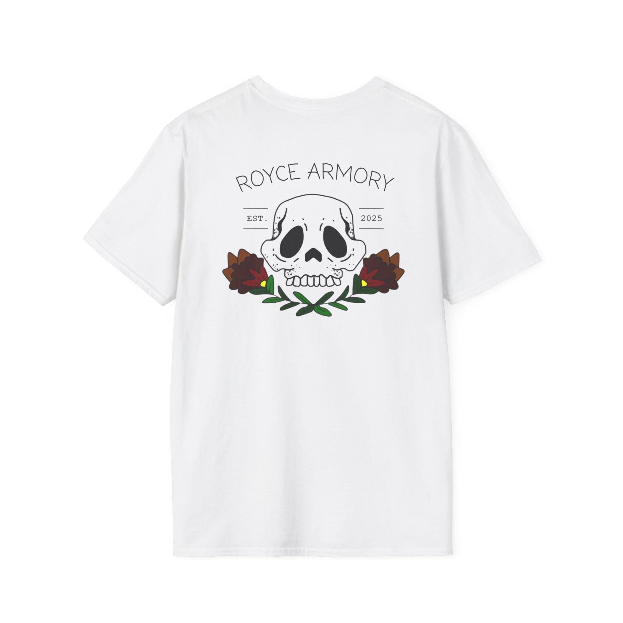 SEIKEMS Royce Armory - Skull And Flowers Logo Basic White T - Shirt ...