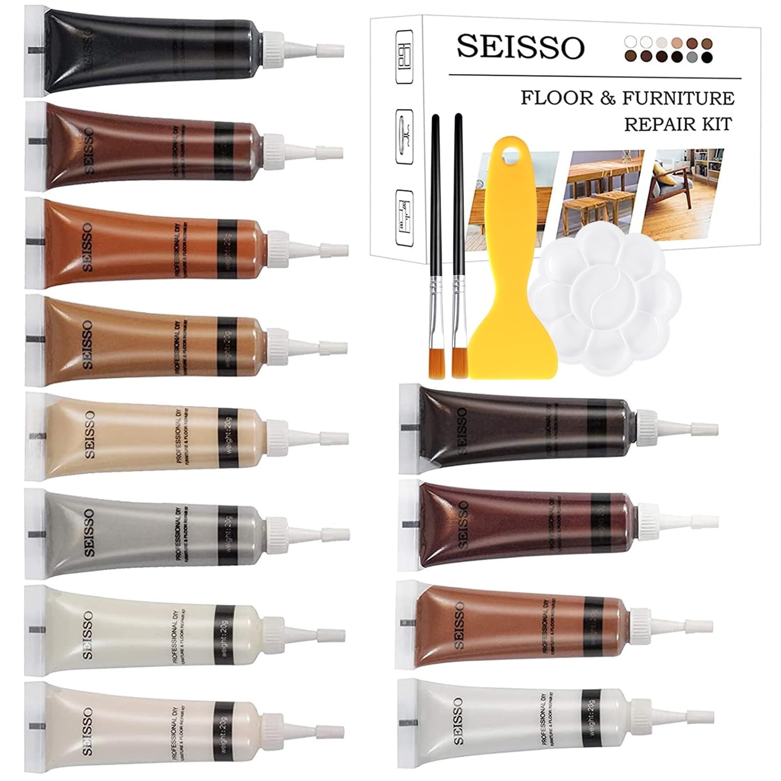 SEISSO 12 Colors Furniture Wood Floor Repair Kit, Furniture Touch Up ...