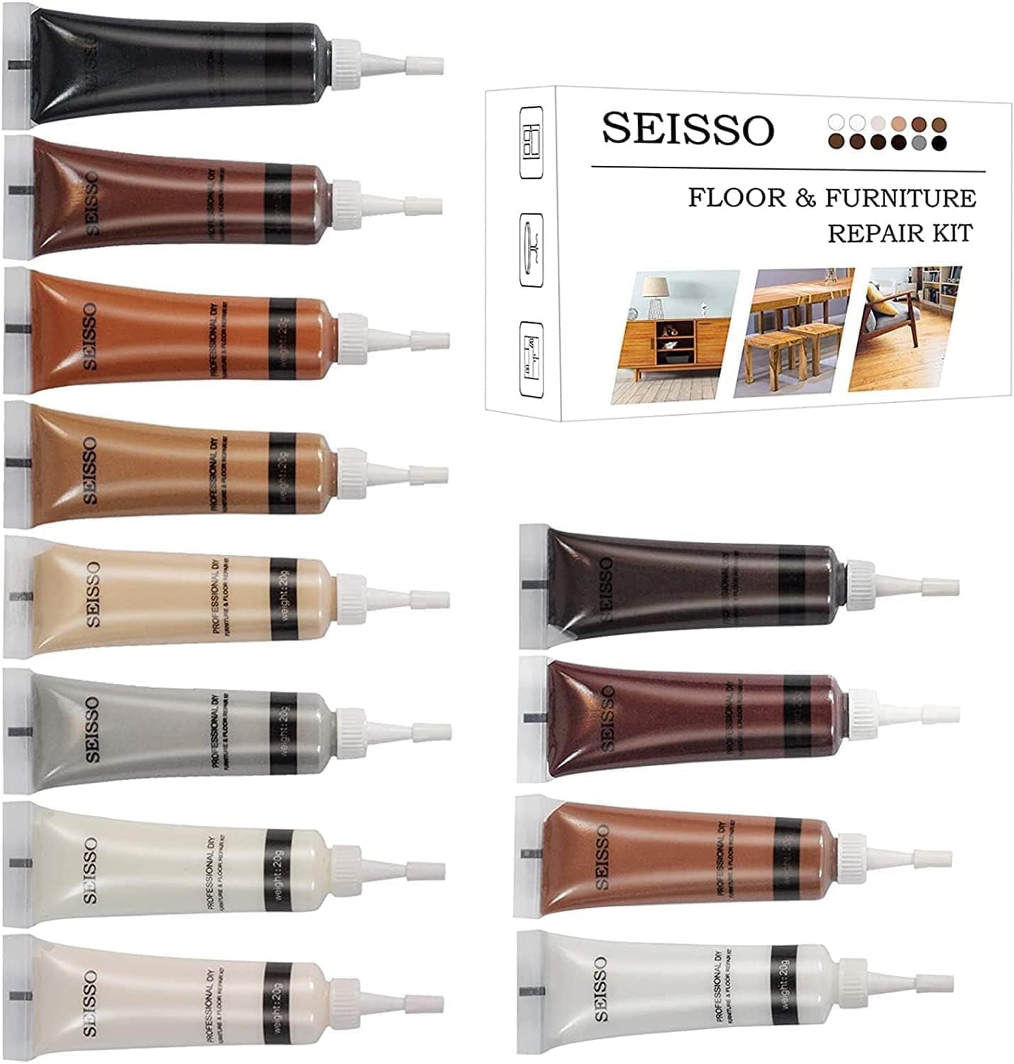 SEISSO 12 Colors Furniture Wood Floor Repair Kit, Furniture Touch Up ...