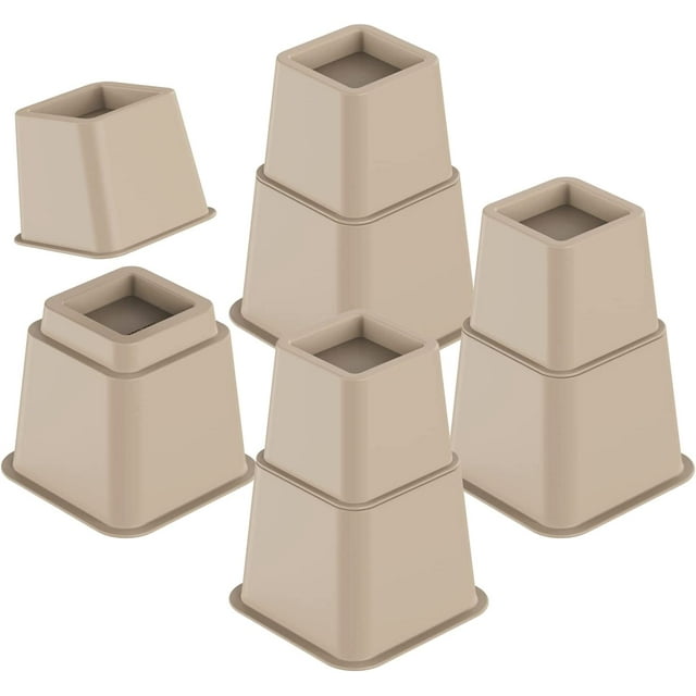 SEISSO Adjustable Heavy Duty Bed Risers, 8 Pack Stackable Furniture ...