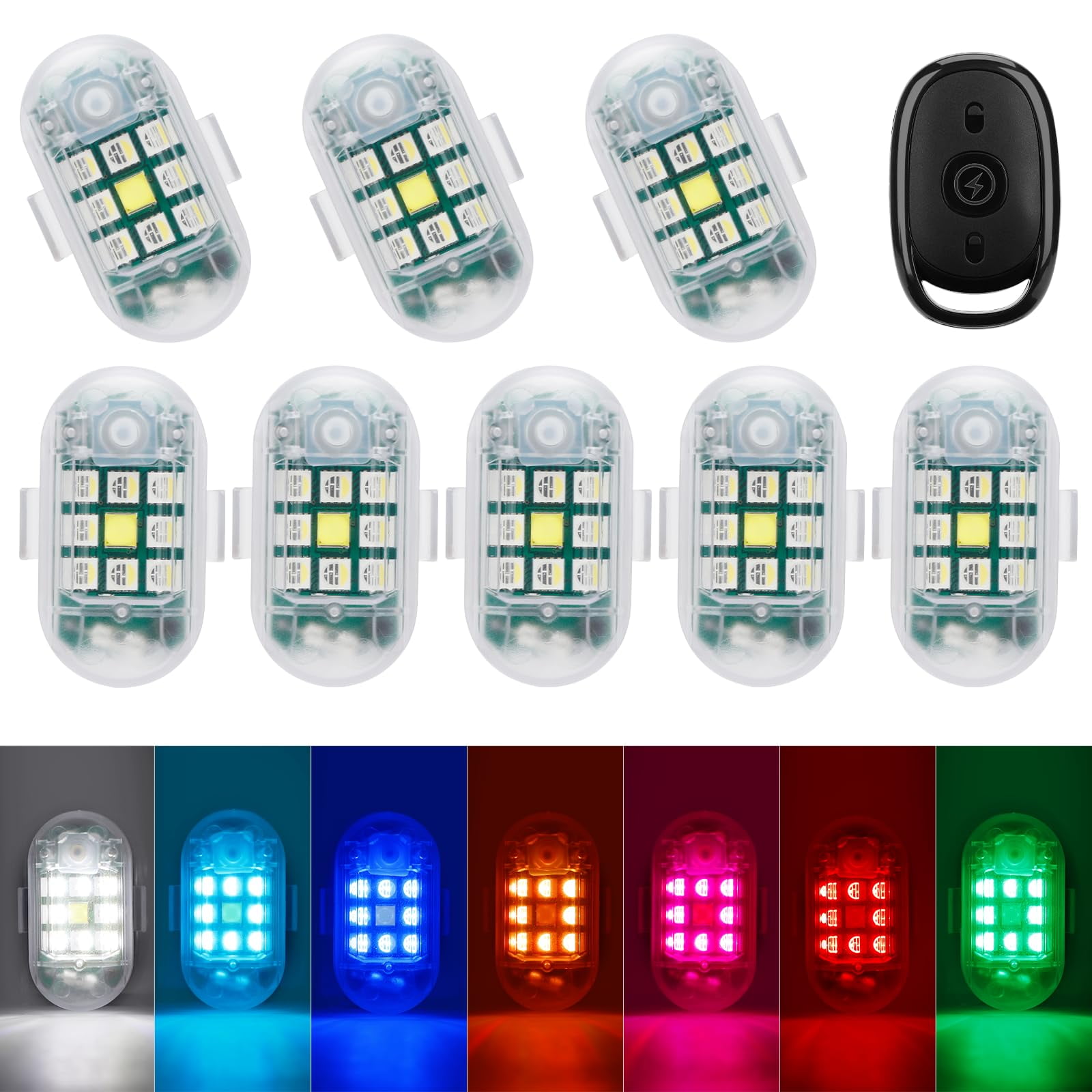 SEISSO 8-Pack Wireless Remote KEF16 Control Anti-Collision Led Lights ...