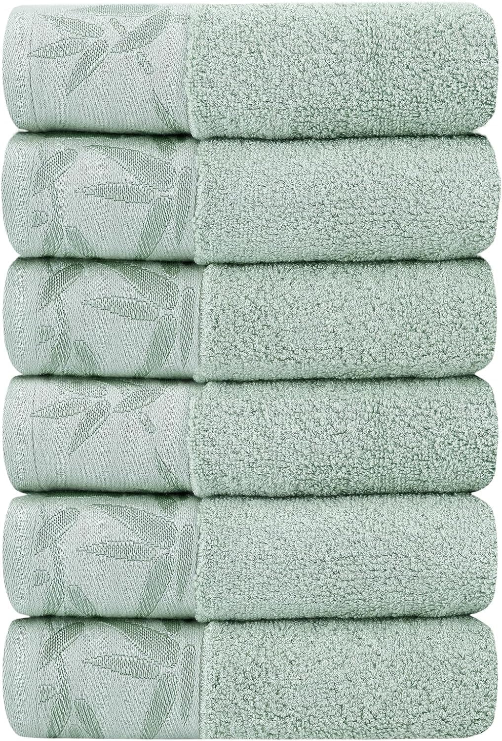 DEWEL Hand Towels Set for Bathroom Kitchen,100% Bamboo Viscose Washcloths, 450GSM Small Bath ...