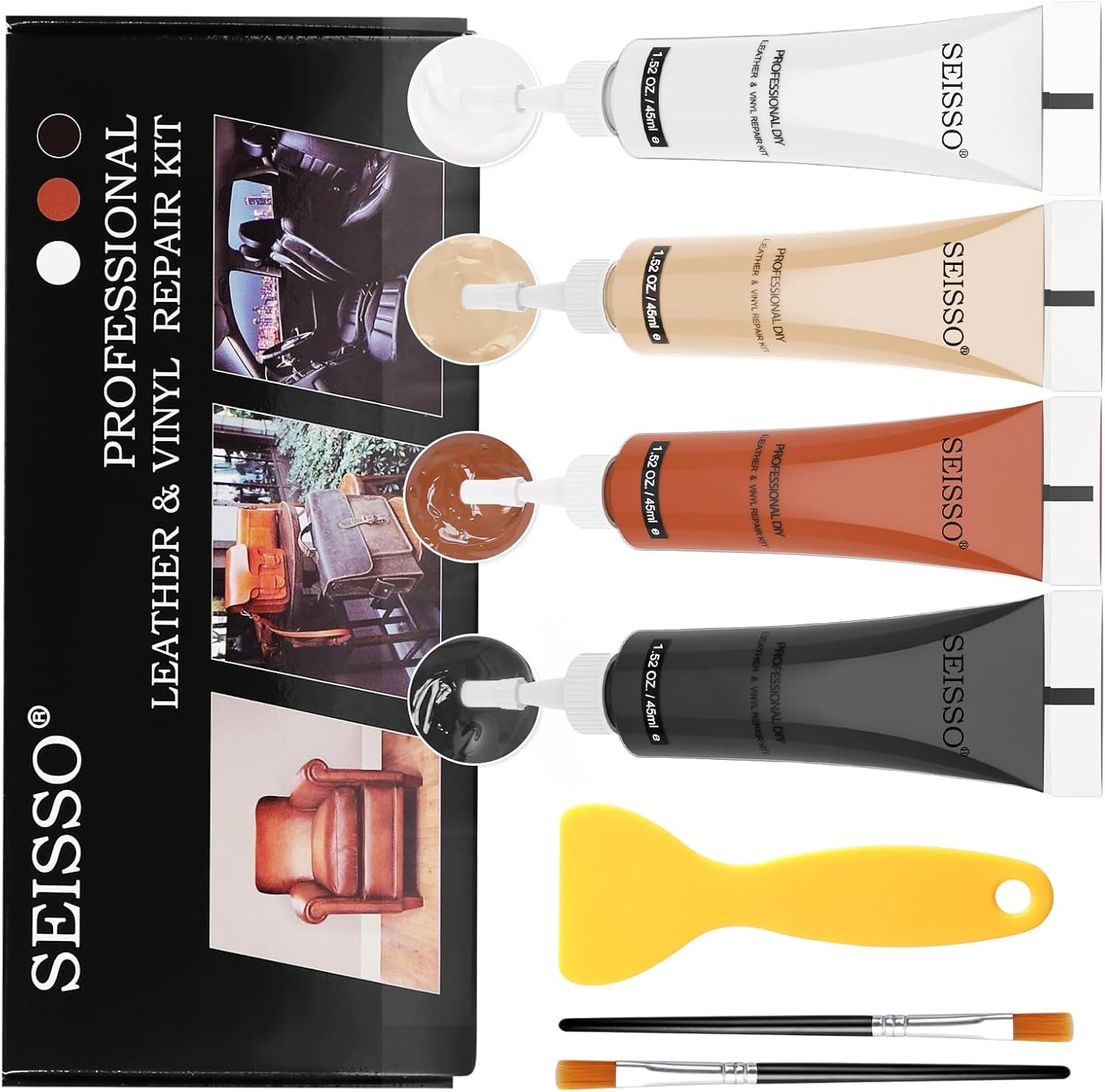 SEISSO Leather Repair Kit, 45ml Vinyl and Leather Repair Kit for ...