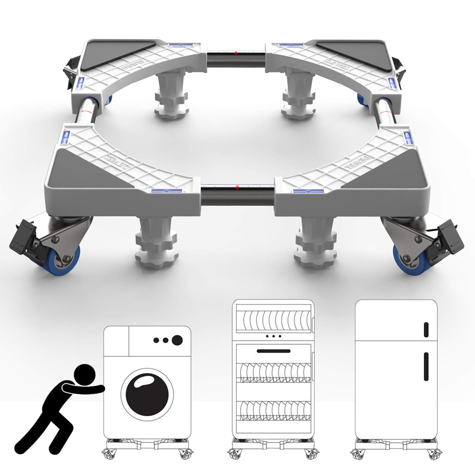 SEISSO Adjustable Mini Fridge Stand and Platform Mover with 4 Heavy ...
