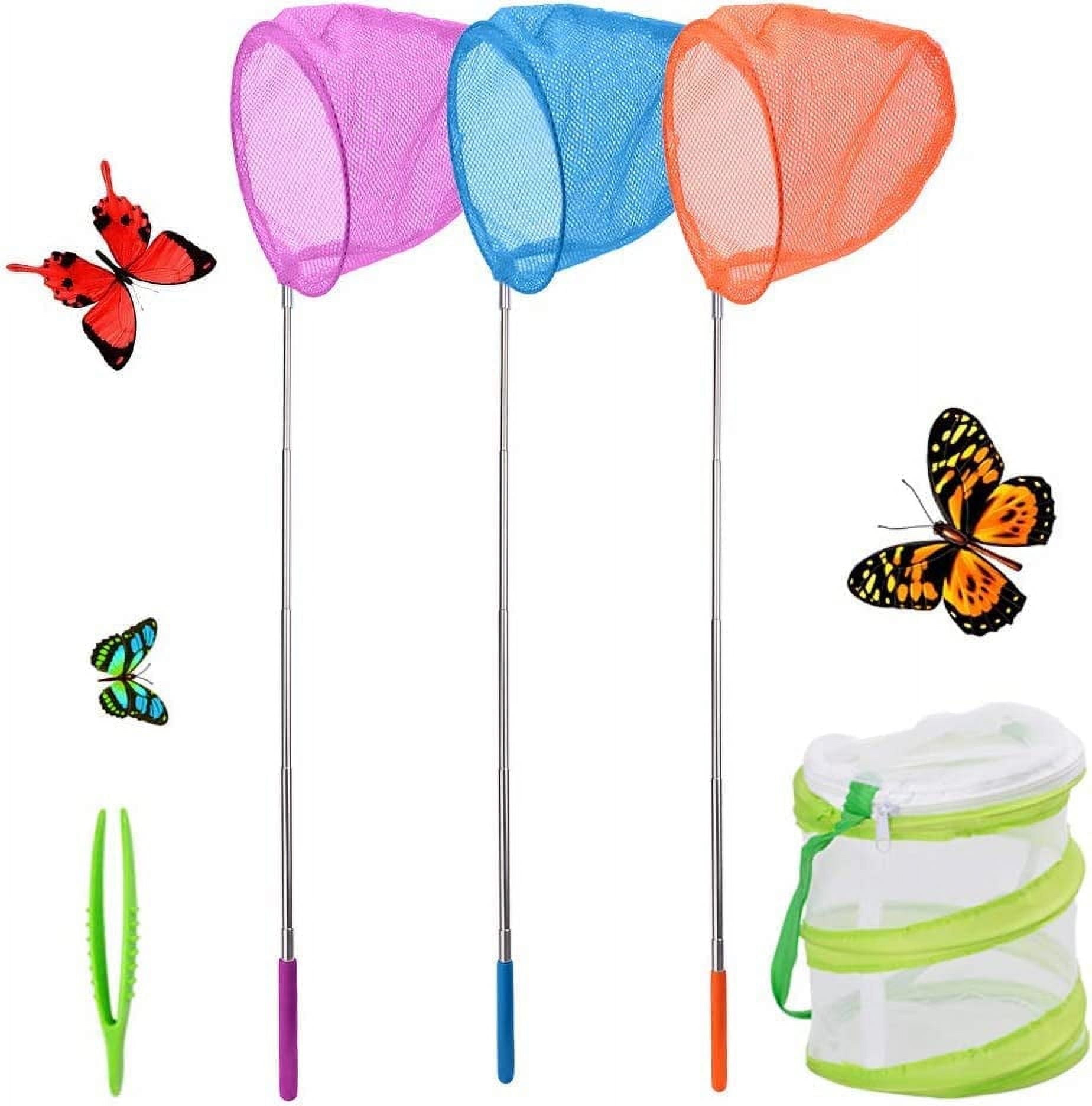 SEISSO Kids Butterfly Net Catcher Toy Set, Outdoor Explorer Kit with ...