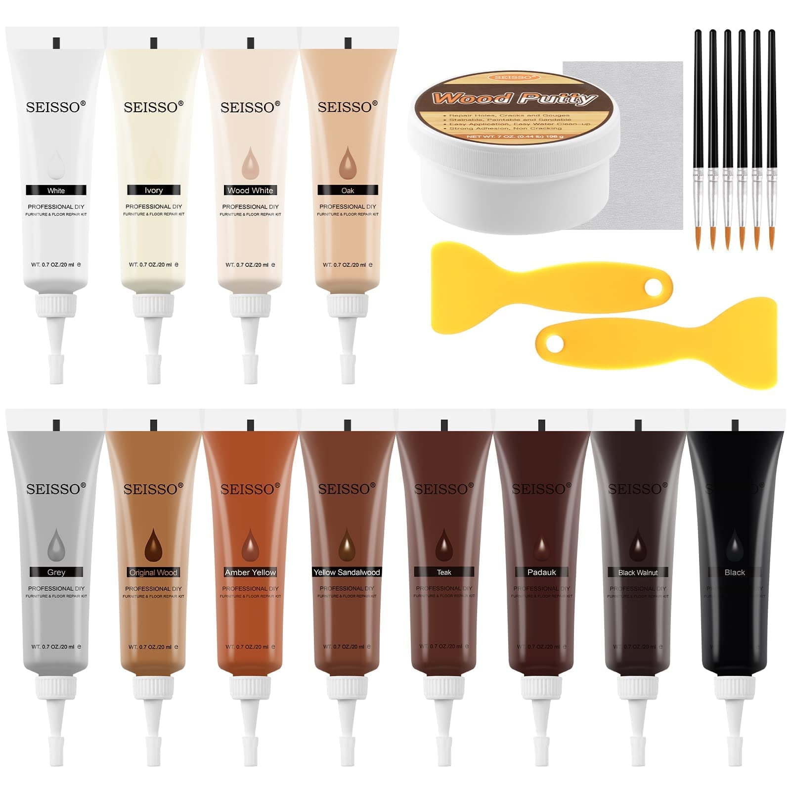 Wood Furniture Repair Kit, Wood Putty Wood Filler Paintable, Hardwood ...