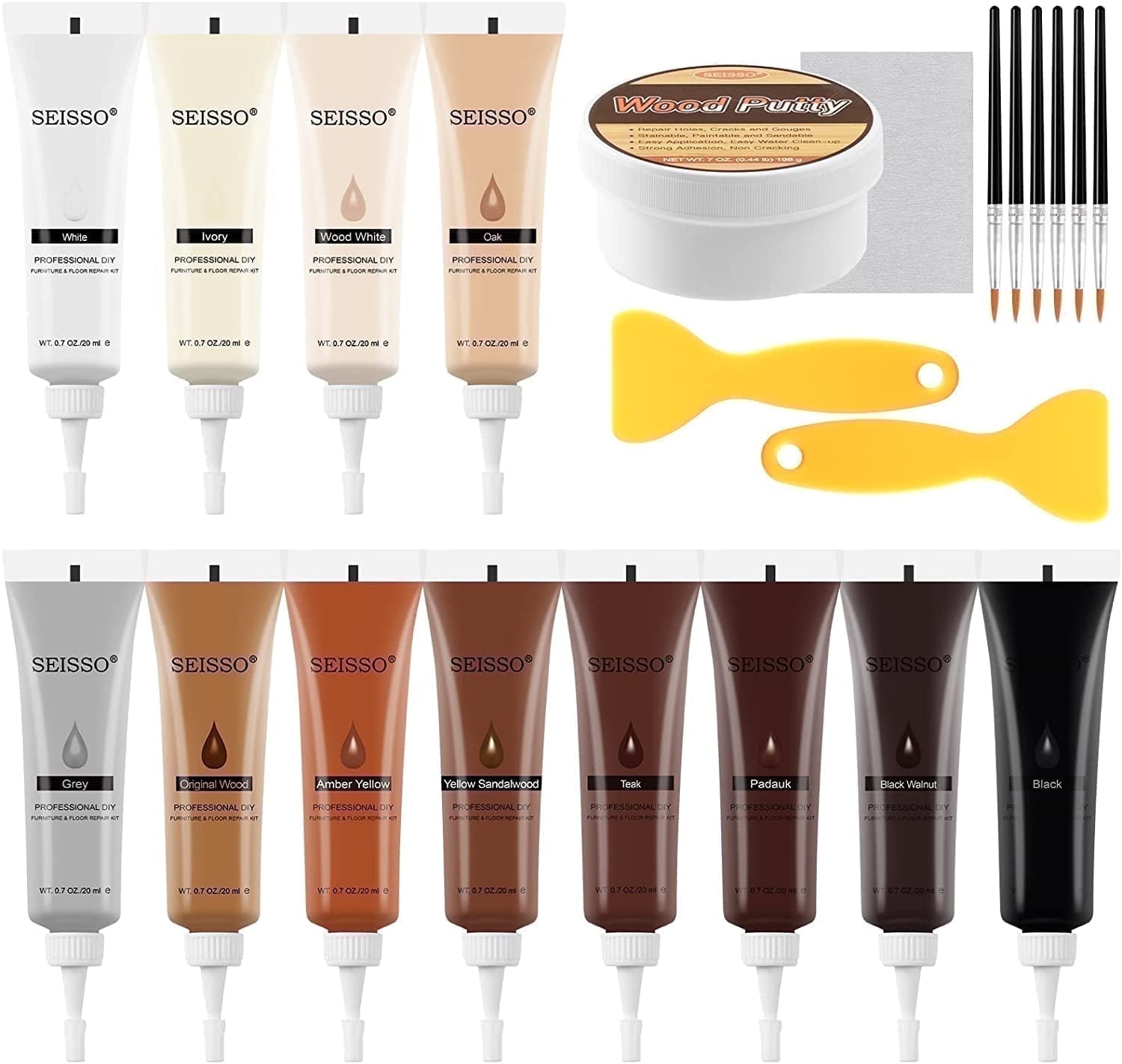 SEISSO Wood Putty Filler Repair Kit, Hardwood Laminate Floor Patch Mix ...