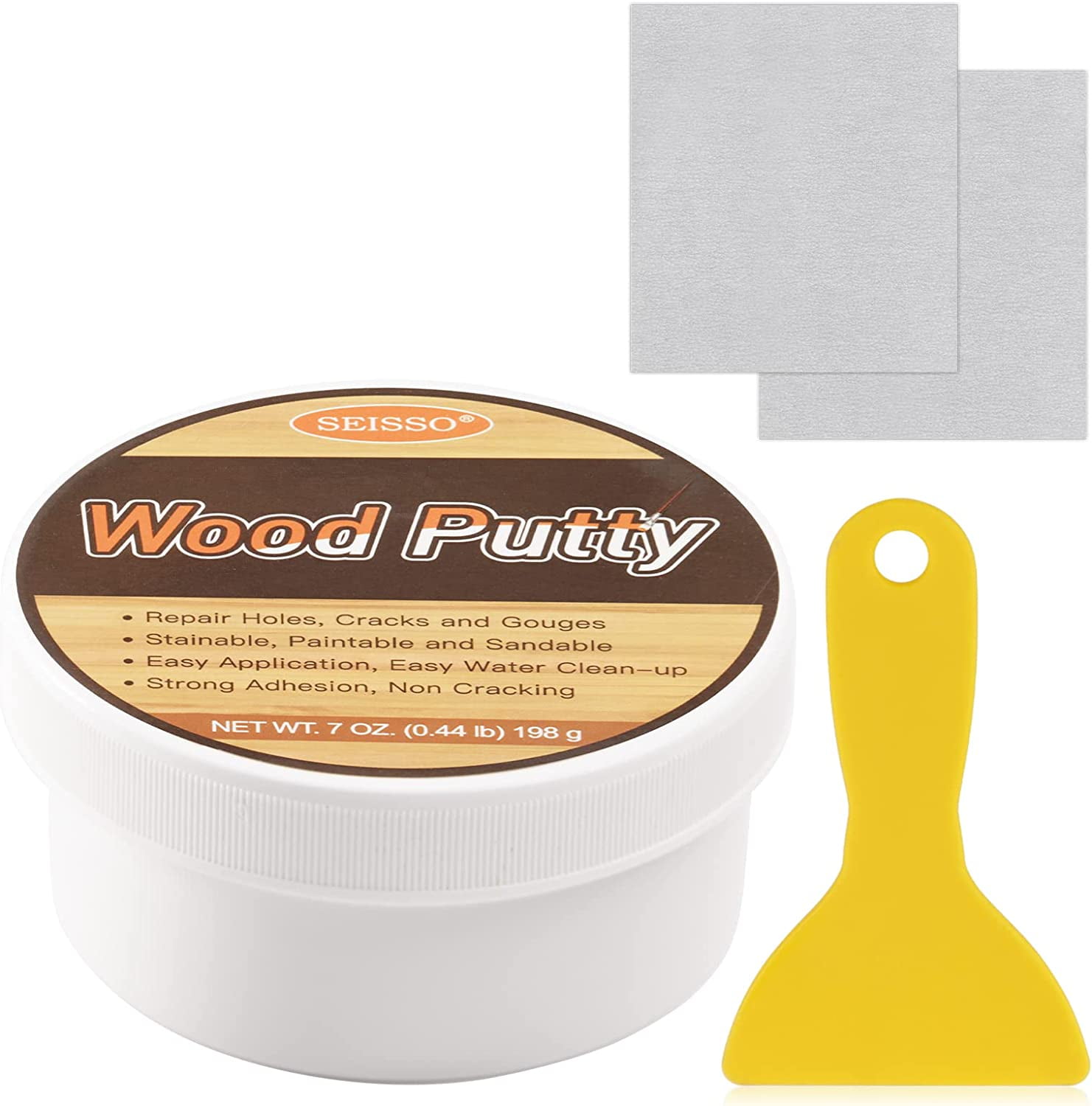 SEISSO Wood Putty, Water-Based Wood Filler Paintable, Stainable ...