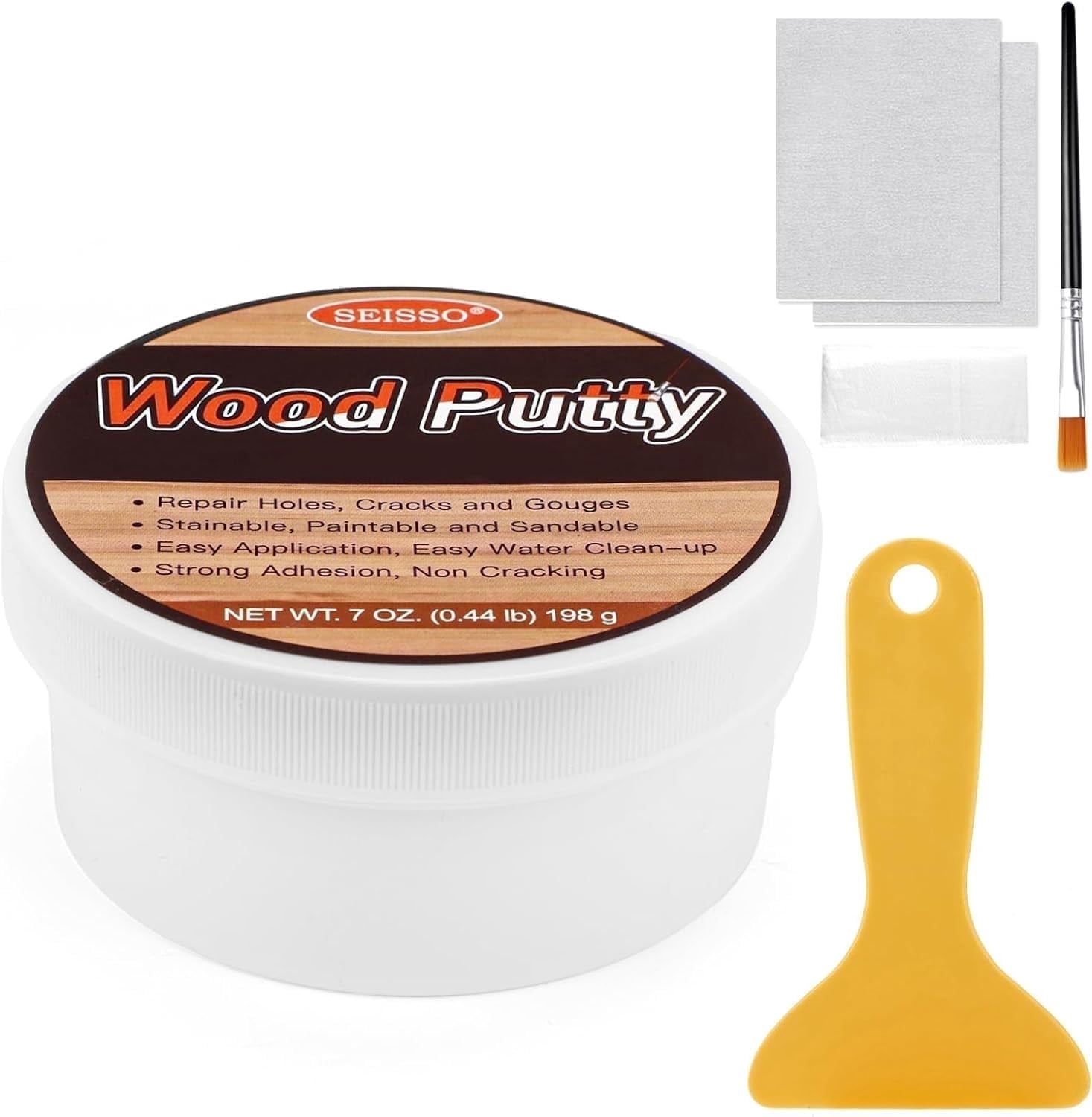 Wood Putty Wood Filler Paintable, 7oz Furniture Touch-Up Kit, Black ...