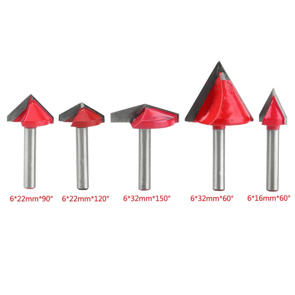 SEIWEI 5Pcs V-Groove Router Bit Set 6mm Shaft Diameter, Hand Tool for ...