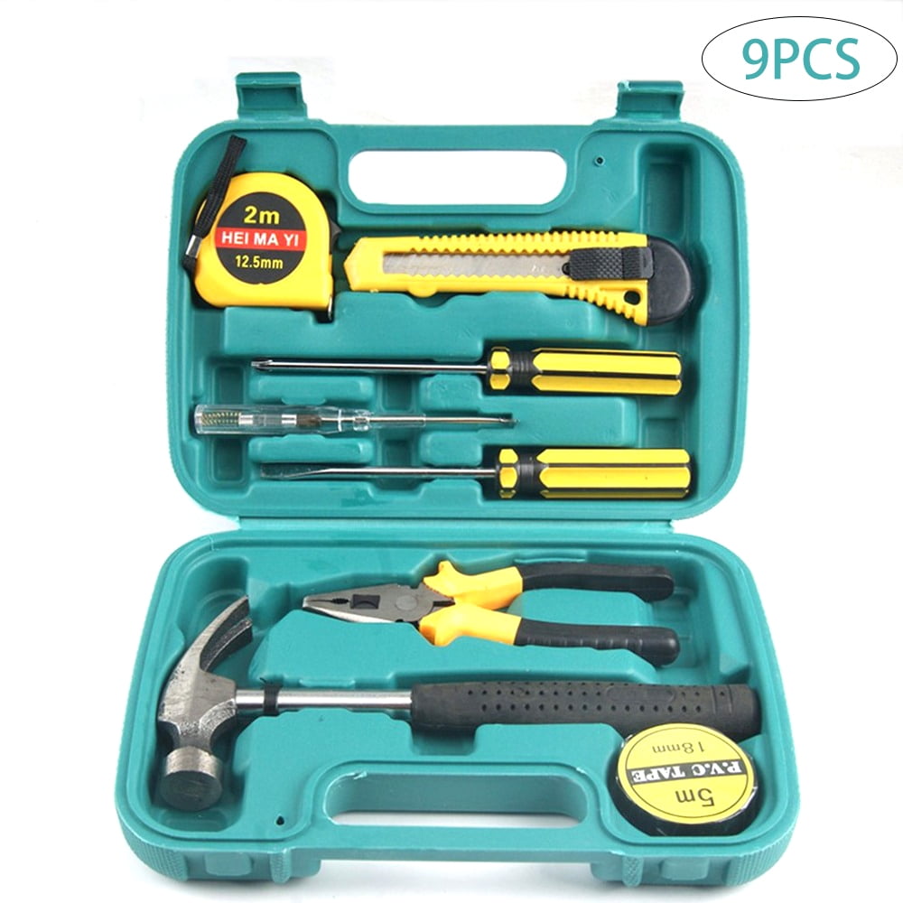 SEIWEI 9PCS Household Tool Set, Home Hardware Tools with Box, with ...