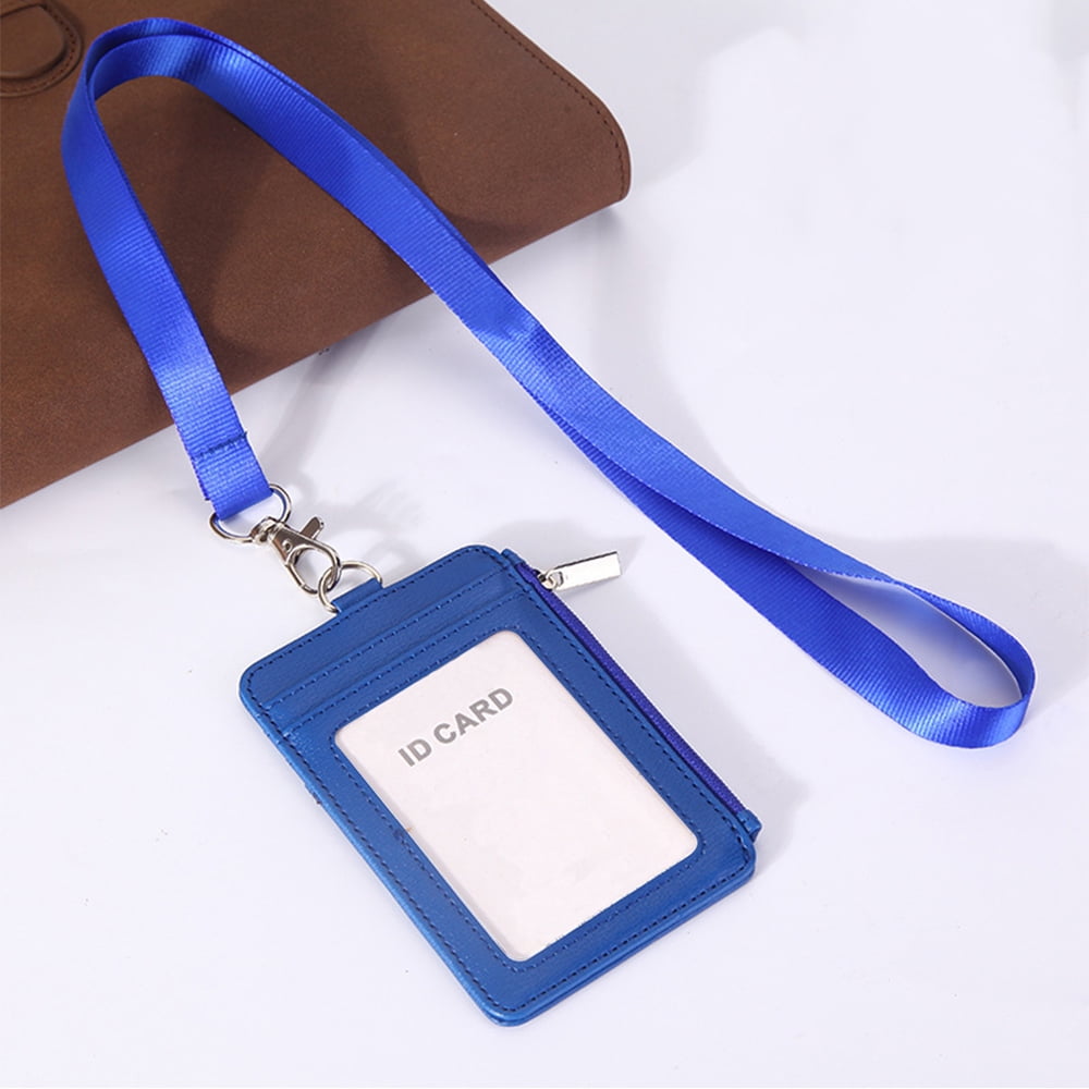 SEIWEI Leather Credit Card Holder Zippered Badge Holder for Storing ID ...