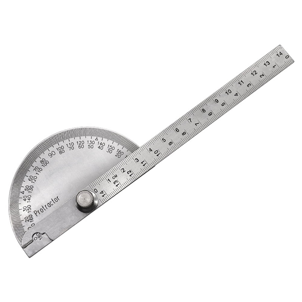 SEIWEI Stainless Steels 0-180 Degrees Protractor with Ruler Durable Metal Ruler Angle Finder ...