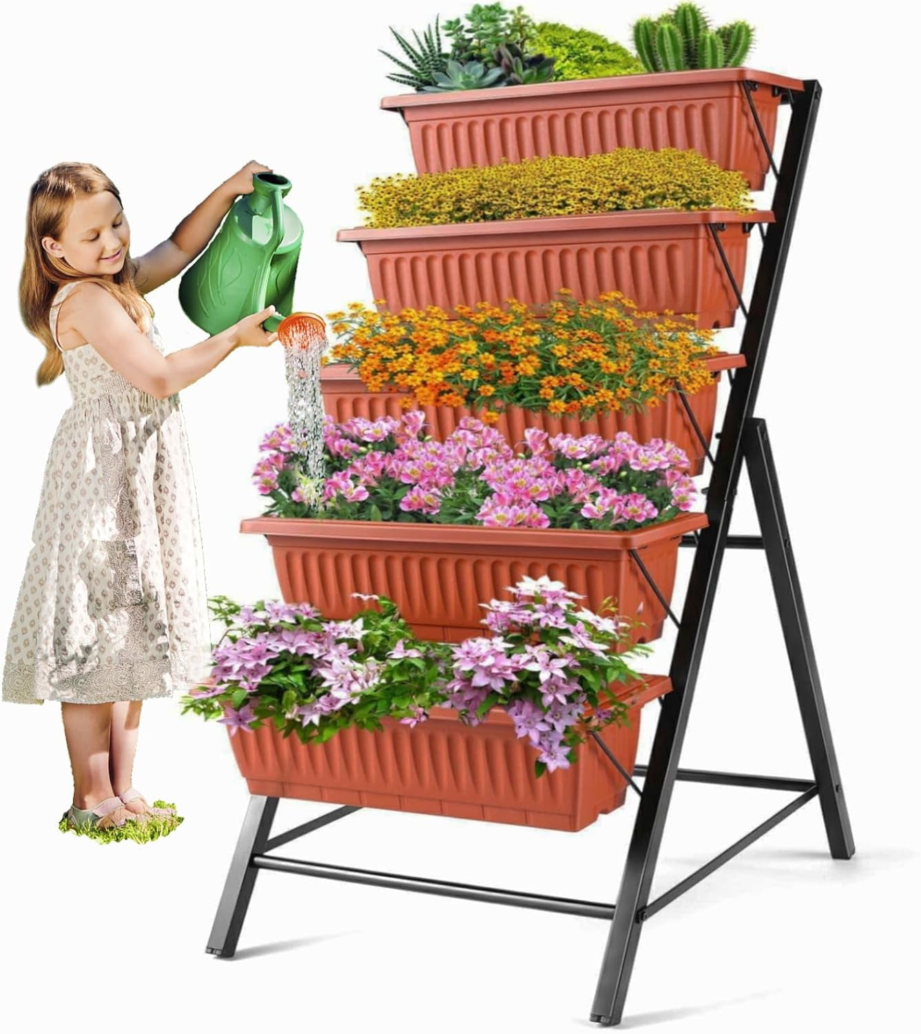 Sejov 4ft Vertical Raised Garden Bed 5 Tiers Planter Box With Drainage